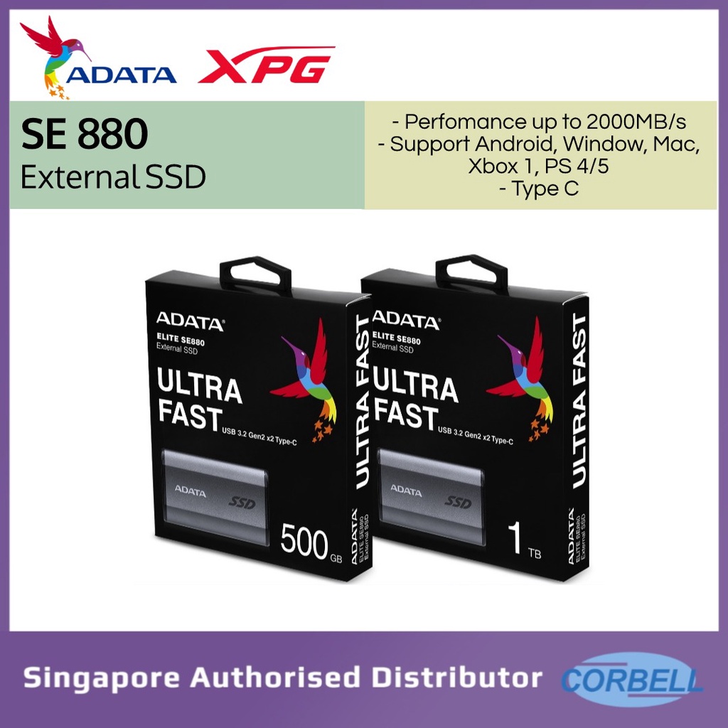 ADATA ELITE SE880 EXTERNAL SSD DATA STORAGE TYPE C ANDROID WIN ...