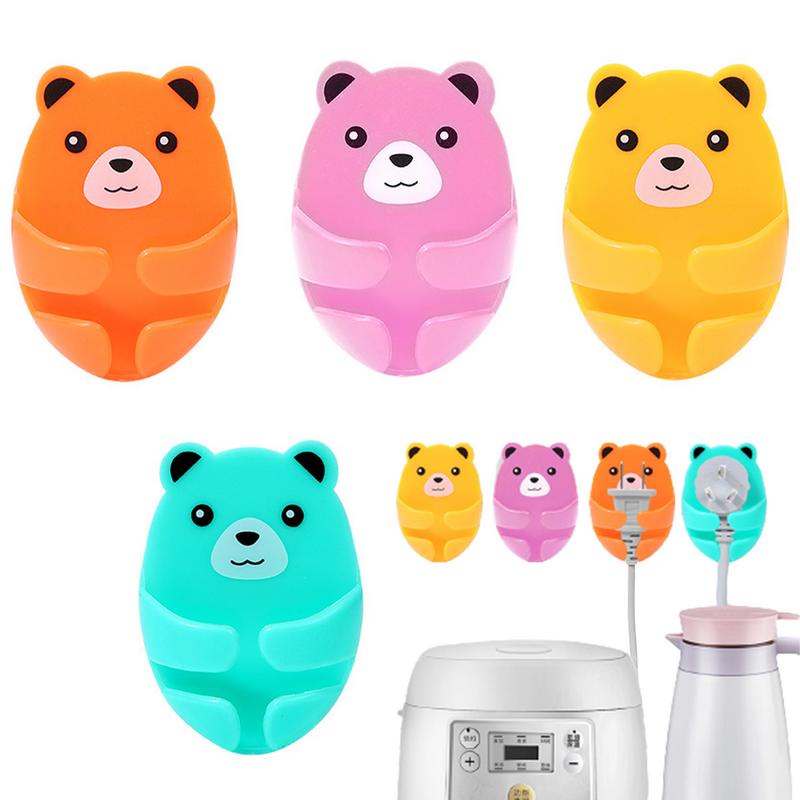 Pack of 4 Wall Storage Hook bear plug bracket Punch-free Power Plug ...