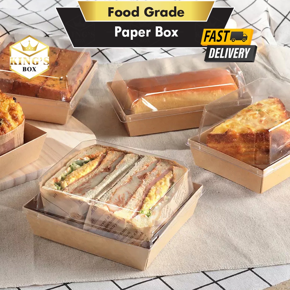 Kraft/White Paper Square and Rectangular Cake Box with Transparent Lid ...