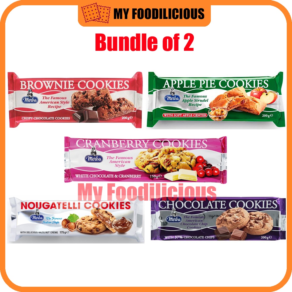 Merba Cookies Chocolate 200g/ Apple Pie 200g/Brownie 200g/ Cranberry ...