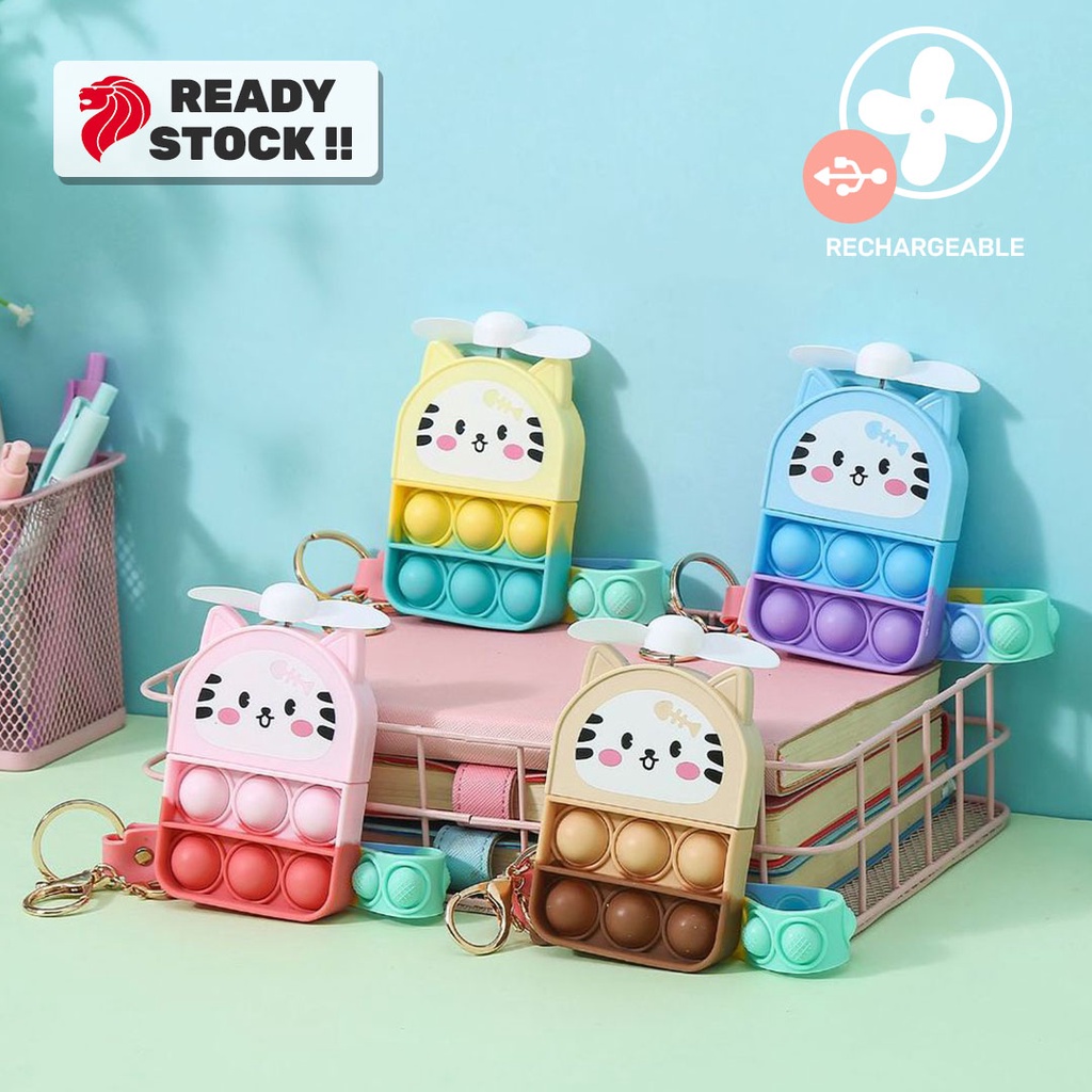 Cute Mini Handheld Fan | Kitten | Little Kitty | Push Bubble Fidget ...