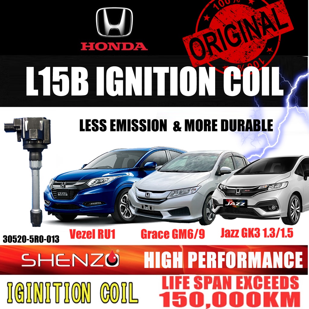 Honda Ignition Plug Coil 30520-5R0-003 HONDA Jazz Fit GK3/5, Grace 1.5 ...