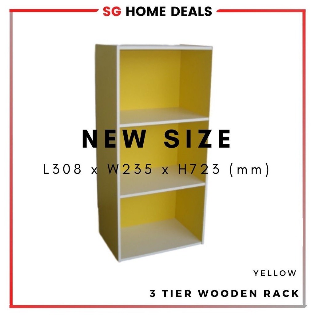 [SG STOCKS] 3 Tier Wooden Multipurpose Rack Book Shelf, Book Cabinet ...