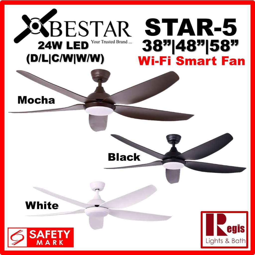Yes Install Wifi $268 BESTAR Star-5 CEILING FAN LED Light DC Motor 38 ...