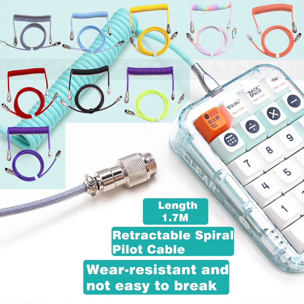 Retractable Coiled Avaitor Cable for Mechanical Keyboard Type-C + USB ...