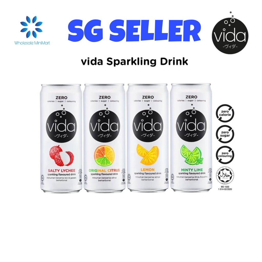 (Bundle of 6) VIDA Zero Sparkling Salty Lychee/Minty Lime/Lemon/Original Citrus 325ml | Shopee ...