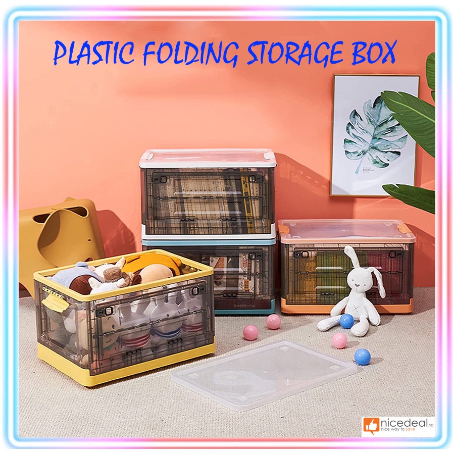 52L Folding Stackable Storage Box Space Saving, Containers Organiser ...