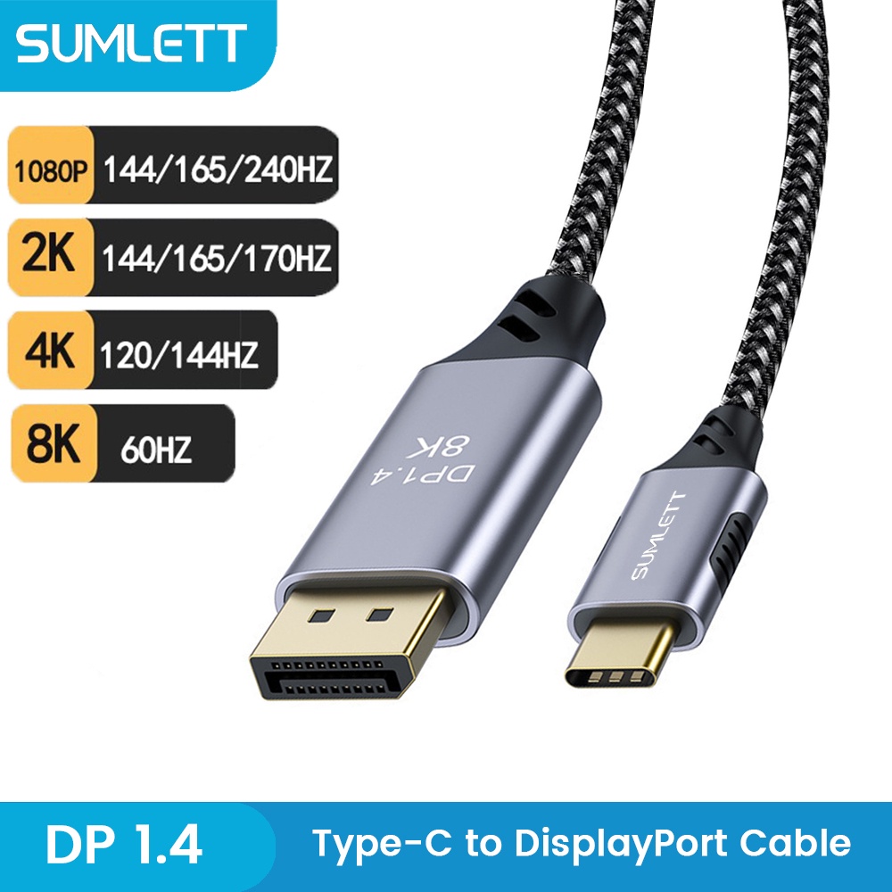 Sumlett Type C To Dp 1 4 Cable 8k Usb C To Displayport Converter Adapter Support 8k 60hz 4k