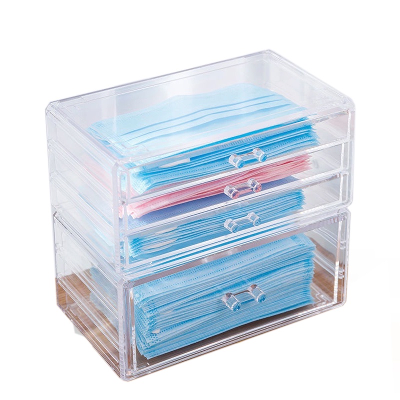 YOULITE Stackable Drawer Type Mask Storage Box Acrylic Dustproof Mouth ...