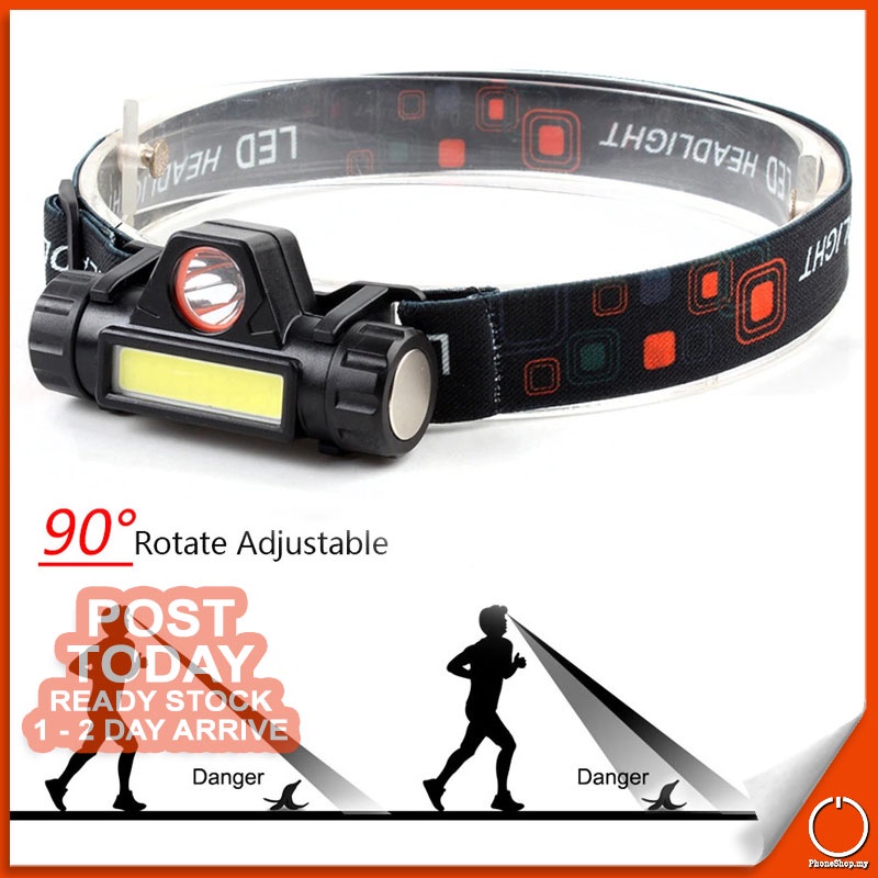 HIGH POWER Headlamp XPE+COB Light Rechargeable Waterproof Headlight ...