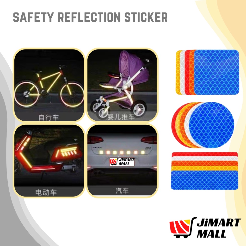 SAFETY REFLECTION STICKER Light Warning Door Bumper Motor Storage ...