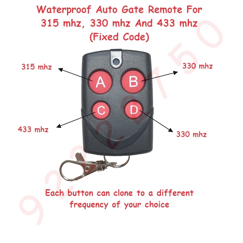 (Local Seller) Waterproof Auto Gate Remote for 315 mhz, 330 mhz and 433 ...