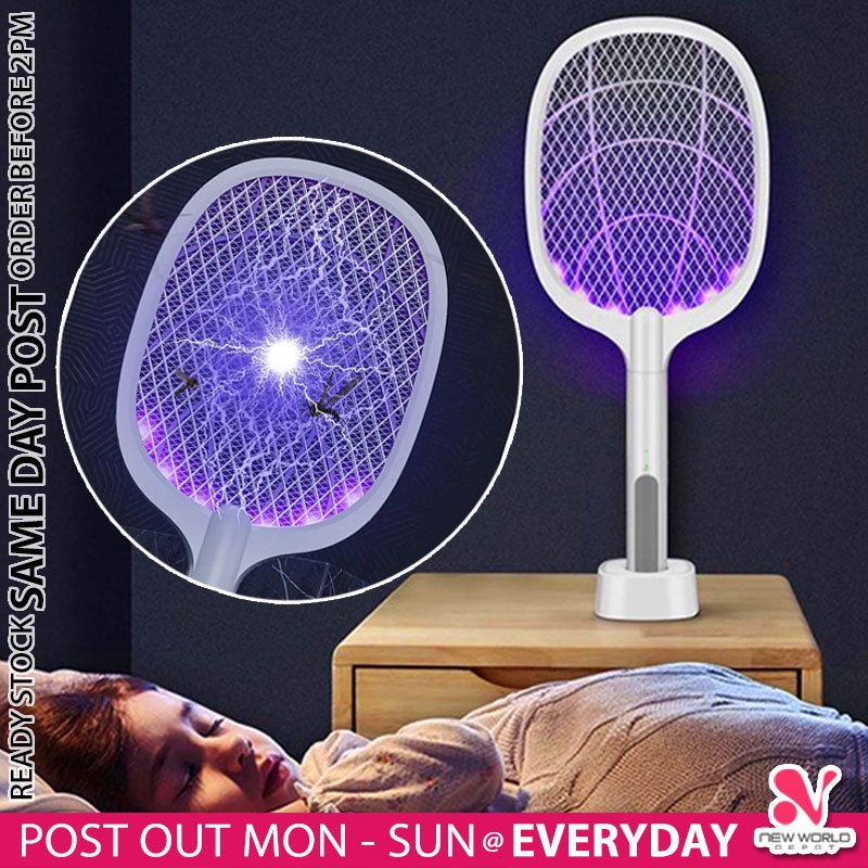 10 X LED TRAP 》 Electric Insect Racket Mosquito Swatter Rechargeable UV ...
