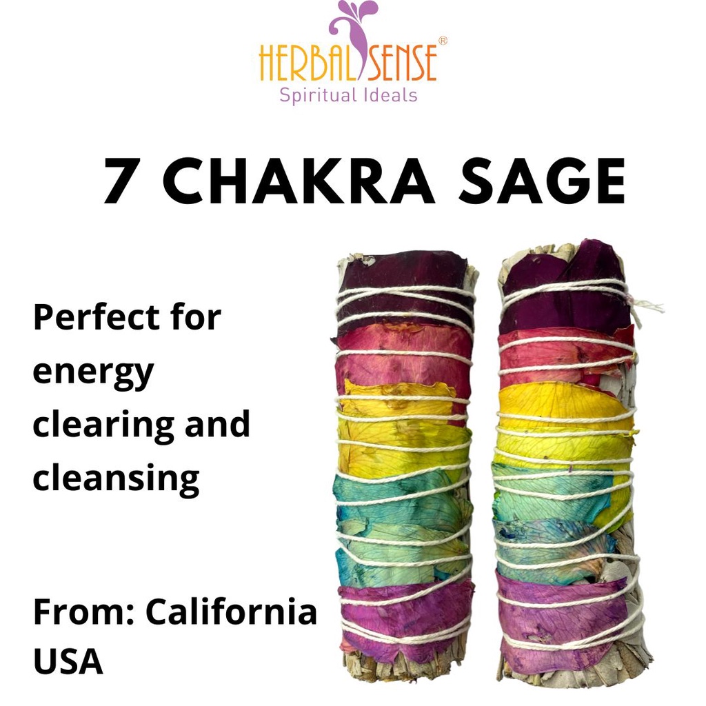 SI 7 Chakra Sage (California White Sage with 7 Colors Rose Petals ...