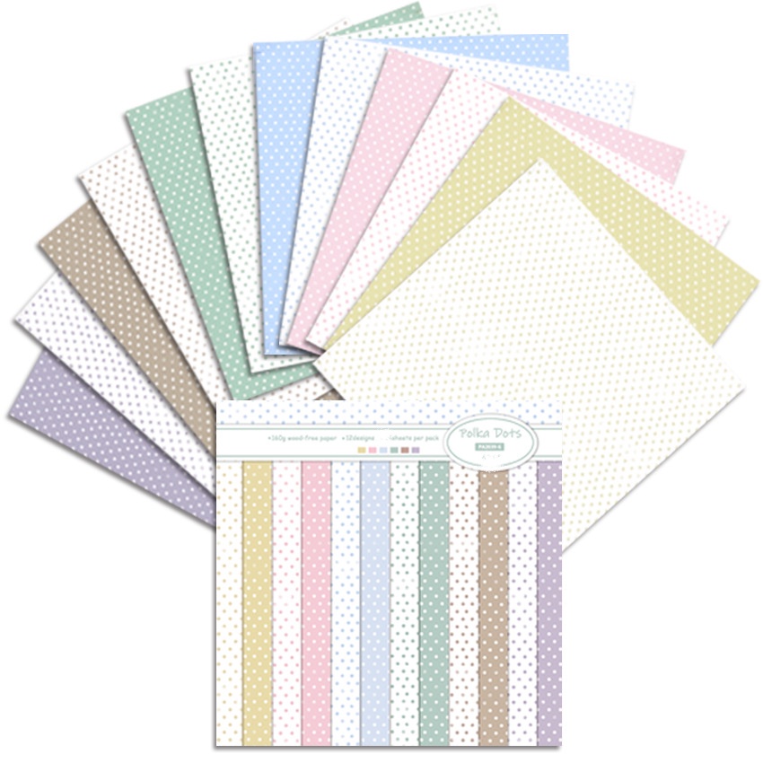 Paper Pack 6"x6" Dots 12 sheet Art Background Paper Card Making DIY Scrapbook Paper Craft ...