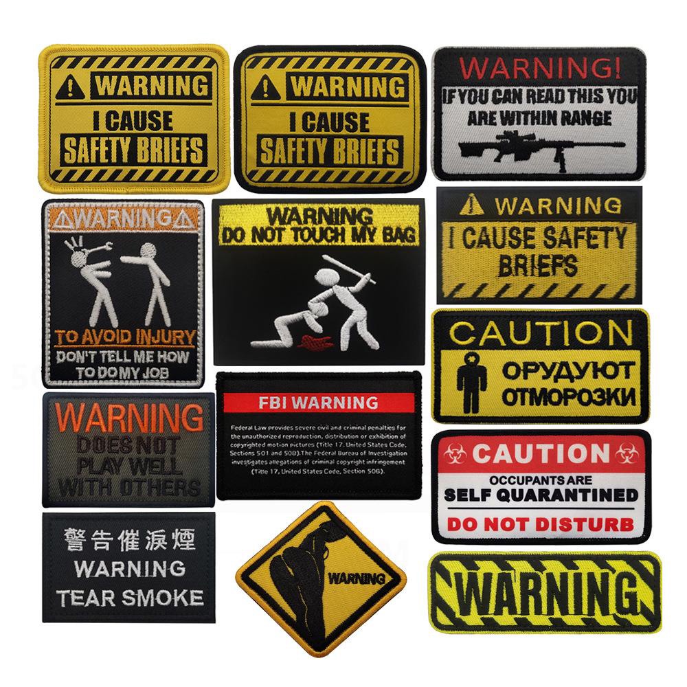 Velcro Patch WARNING Connotation 3D Embroidery Creative Badge DIY ...