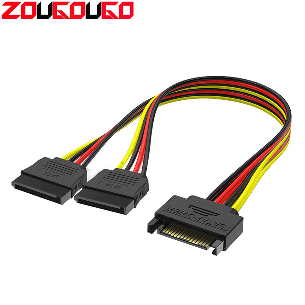 SATA 15pin Male to 2 x SATA 15pin Female Hard Disk Power Cable Serial ATA Y Splitter Dual ...