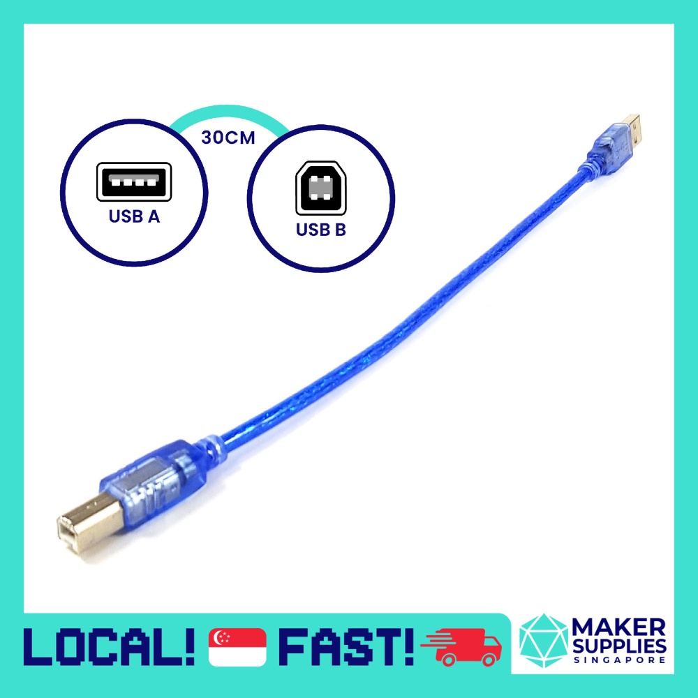 30cm / 140cm Male USB A to Male USB B Data Cable suitable for Arduino Uno Arduino Mega | Shopee ...