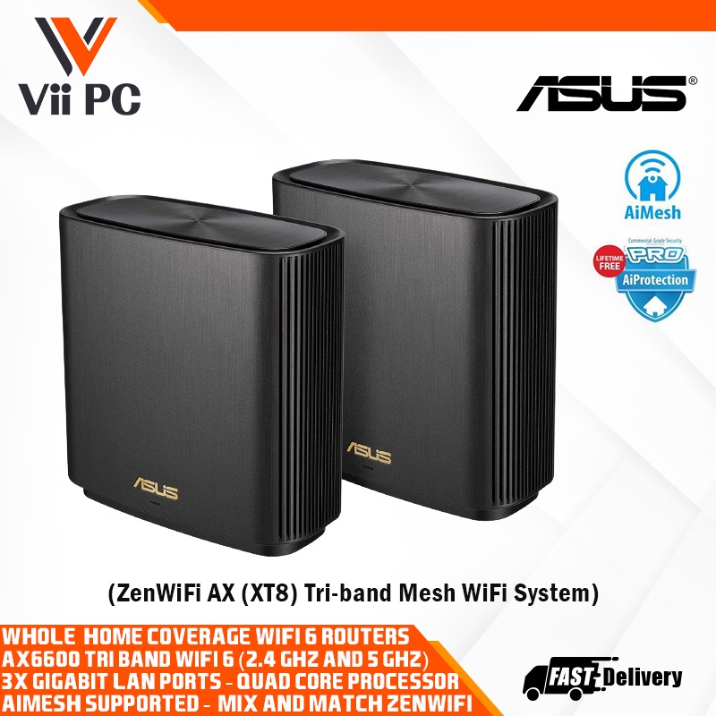 ASUS ZenWiFi AX (XT8) AX6600 Whole-Home Tri-band Mesh WiFi 6 System ...
