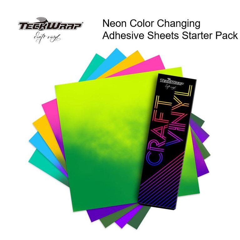 Teckwrap Craft Neon Color Changing Vinyl Sheets Starter Pack (5 Pcs ...