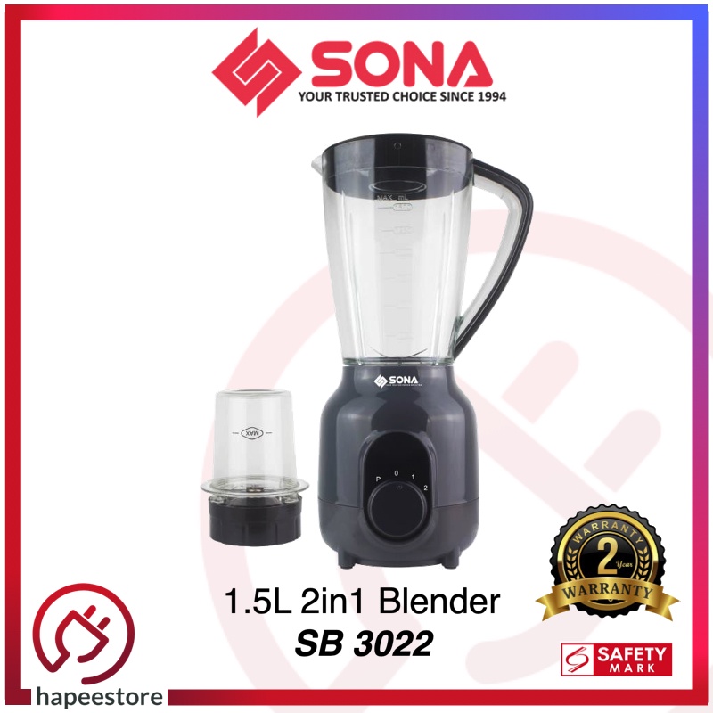 Sona 1.5L 2in1 Blender + Grinder - SB3022 SB 3022 (2 Year Warranty) | Shopee Singapore