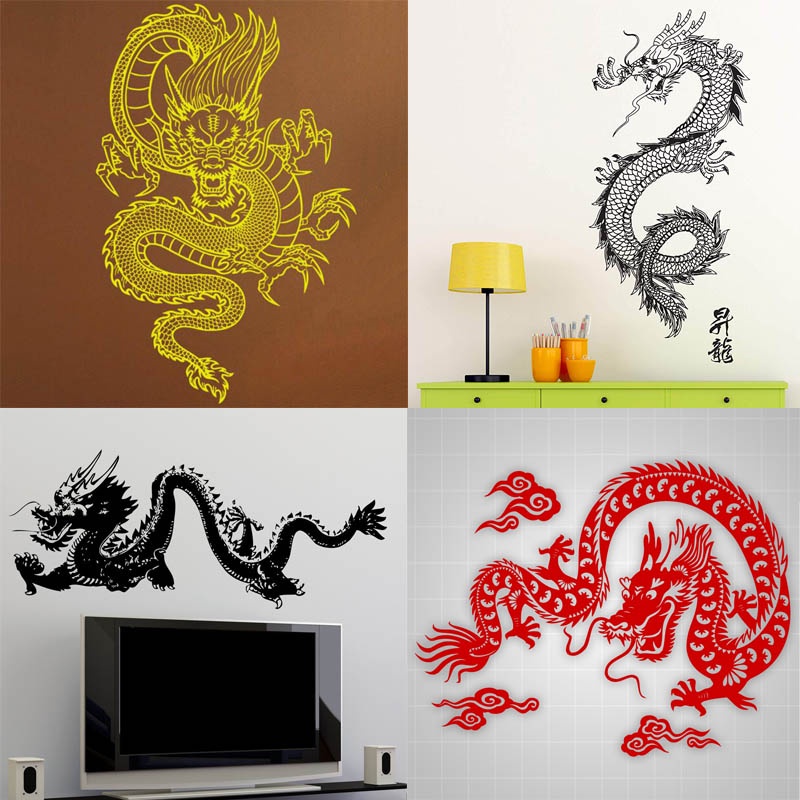 Vinyl Wall Decal Traditional Chinese Dragons Asian Style Stickers Mural ...