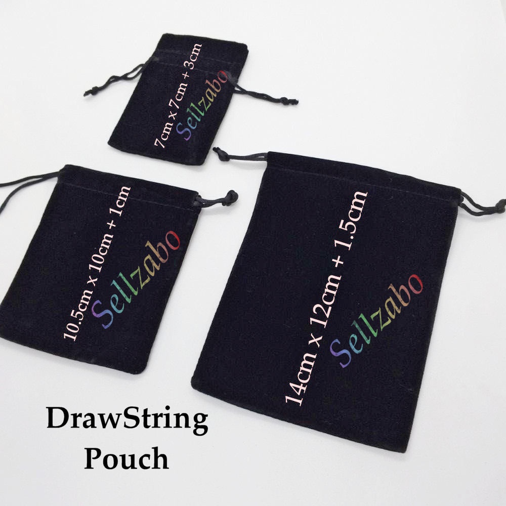 Drawstring Pouch Gift Bag 3 Sizes Black Velvet Fabric Cloth (Jewellery ...