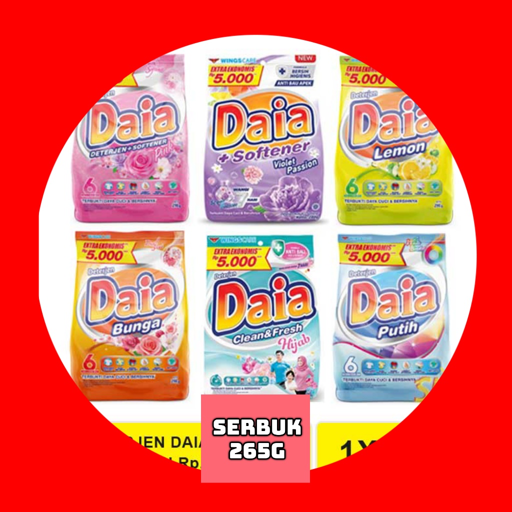DAIA Washing Detergent Powder Mini Travel Pack 245g Sabun Basuh Serbuk Bubuk Daia kisut | Shopee ...