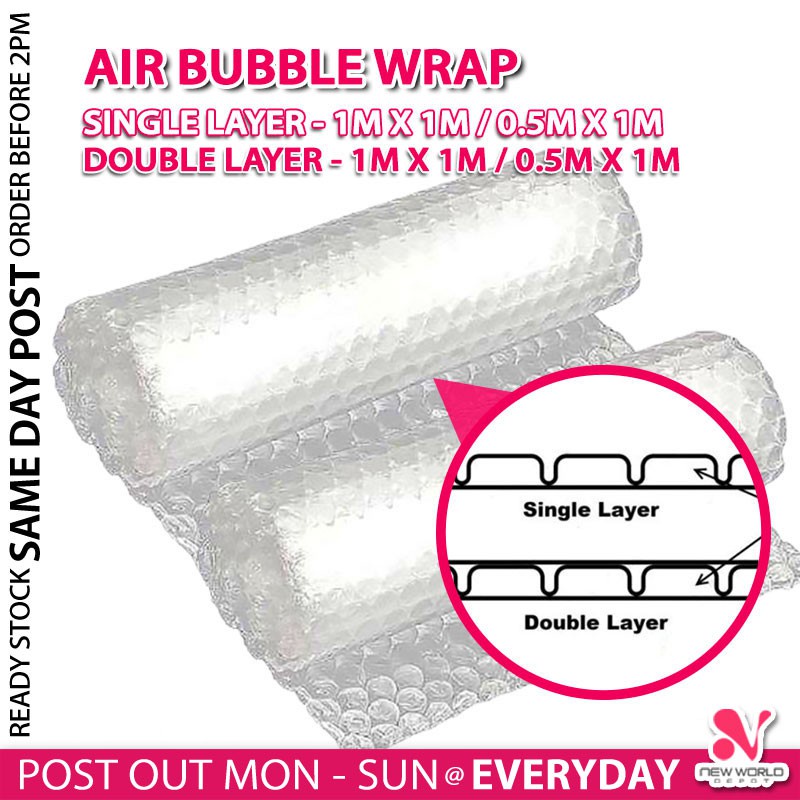 SAME DAY POST 》50cm | 100cmx100cm Single Double Layer Black Bubble Wrap ...