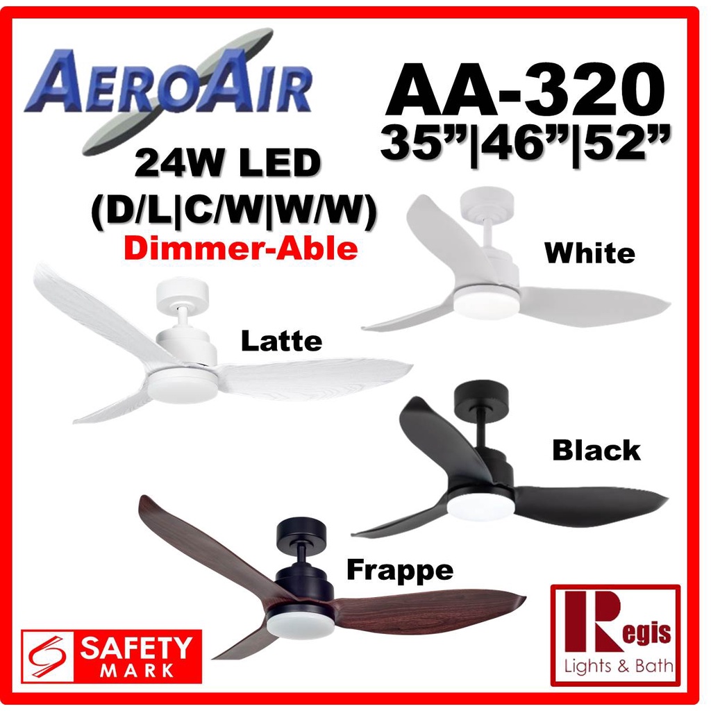 $299 Basic Install AEROAIR AA320 Dimmable LED DC Motor Ceiling Fan 35 ...