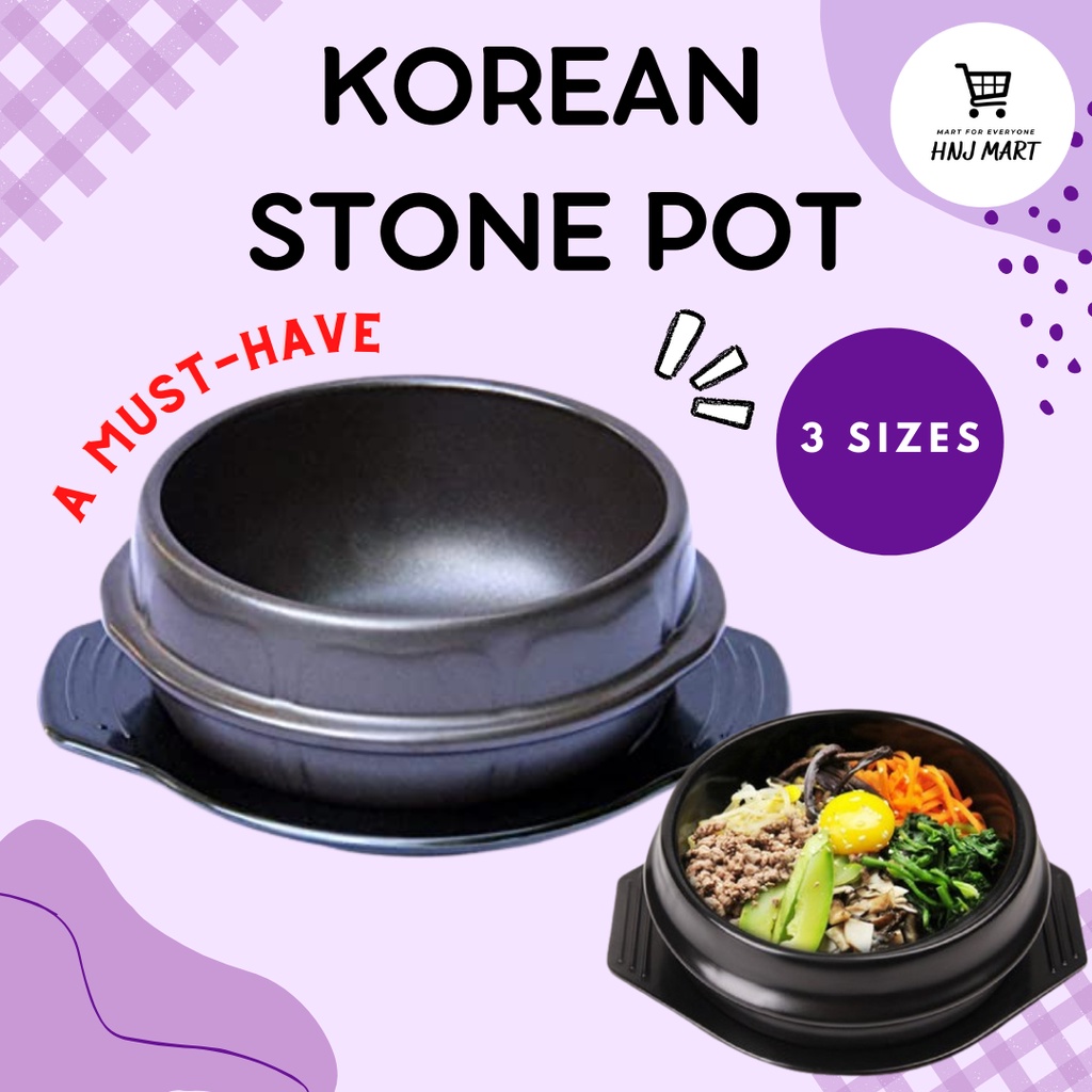 Dolsot Korean Stone Pot with Tray / Clay Pot Bibimbap Pot / Ddukbaegi ...