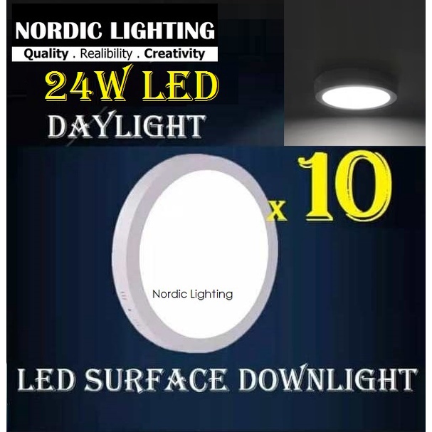 10 Bundle LED Surface Downlight White Frame Round 24w Surface downlight ...