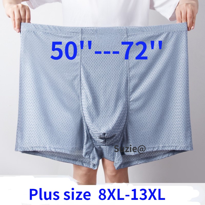 Plus size briefs for Men's 8XL 9XL 10XL 11XL 12XL 13XL transparent underpanties ice silk bottom ...