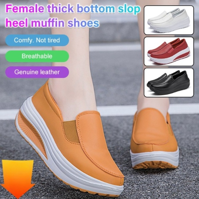 Female thick bottom slope heel muffin shoes Platform Wedge Platform ...