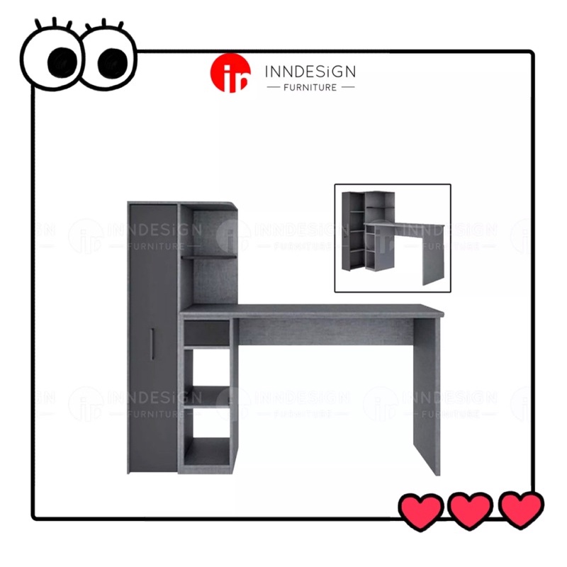 L Shape Study Table With Pullout Shelving /Compartments (Free Delivery ...