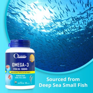 Omega-3 Fish Oil 1000mg (60s)- Ocean Health (For Heart, Brain, Eyes ...