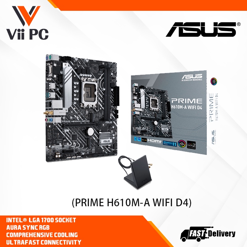 ASUS PRIME H610M-A WIFI D4 Intel H610 (LGA 1700) mic-ATX Motherboard With DDR4, PCIe 4.0, dual M ...