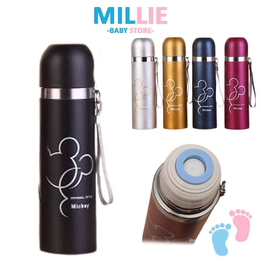 MILLIE Portable 500ML Stainless Steel Mickey Mouse Vacuum Flask Thermos ...