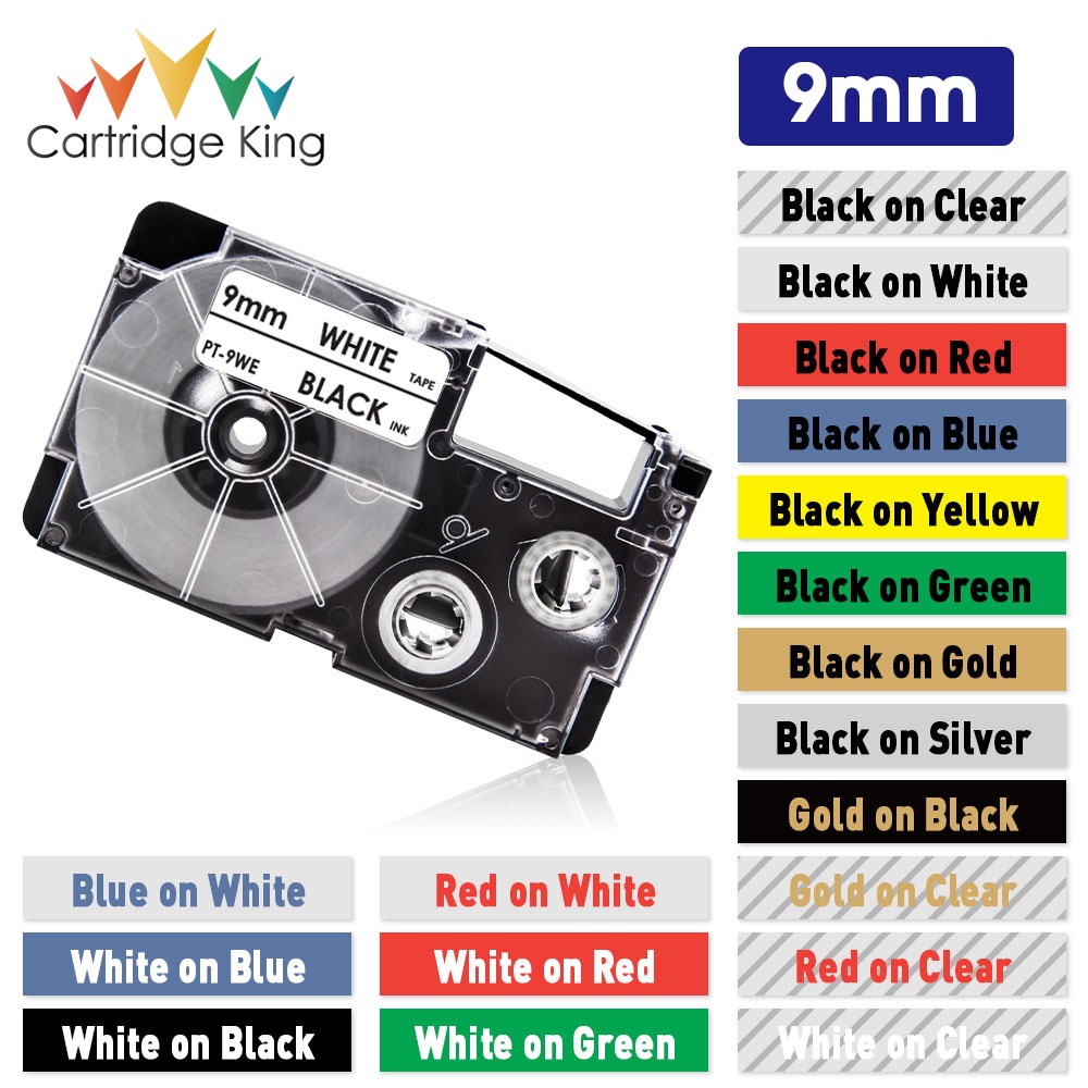 9mm Label Tape Compatible Casio Label Printer XR Tape XR-9WE XR12WE XR ...