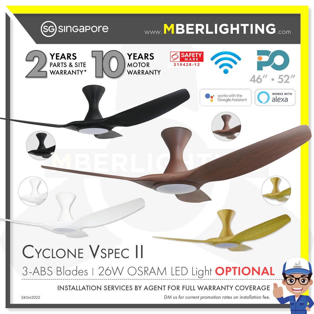 46/52"POINT ONE Cyclone VSPEC IV 46/52" Wifi Ceiling Fan LED26W OSRAM ...