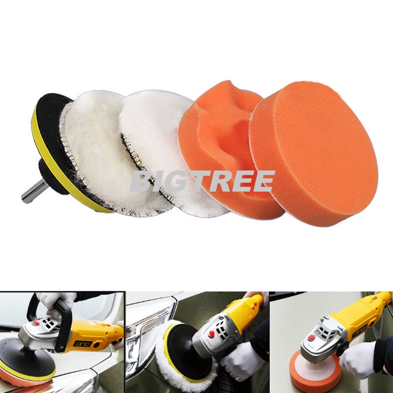6Pcs 5/6/7 inch Gross Polishing Waxing Buffing Pad Kit Drill Adapter ...
