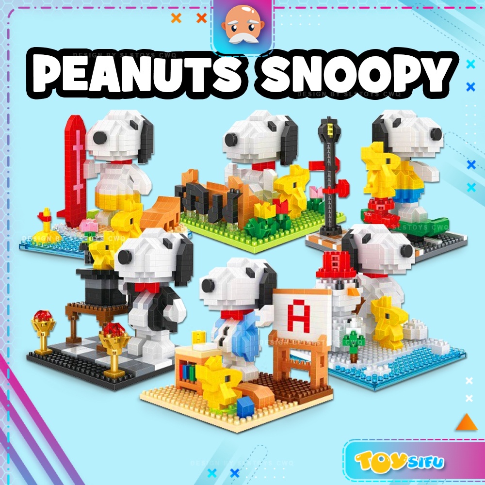 Heng SanHe Block Peanuts Series Snoopy Dog Cartoon Character Figure ...