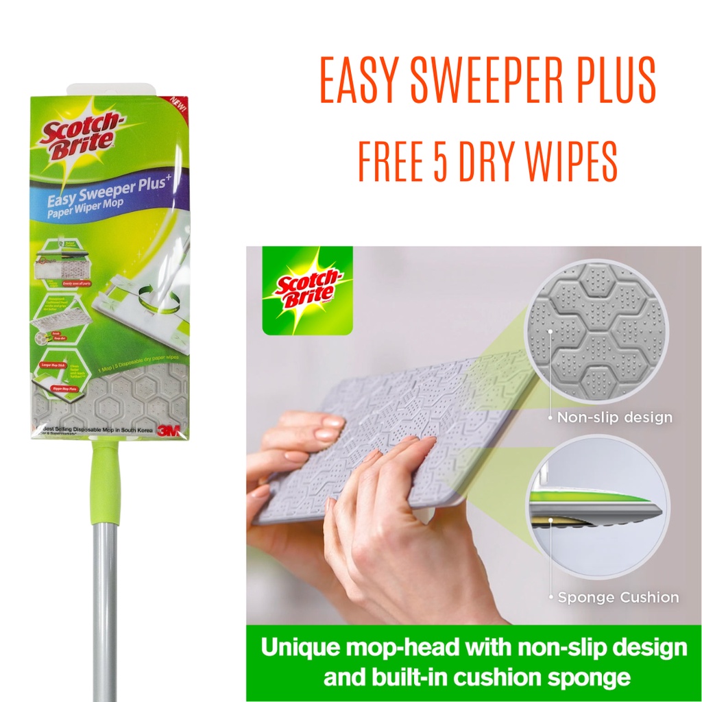 3M Scotch Brite Easy Sweeper / PLUS+ Starter Kit with 5 Disposable ...