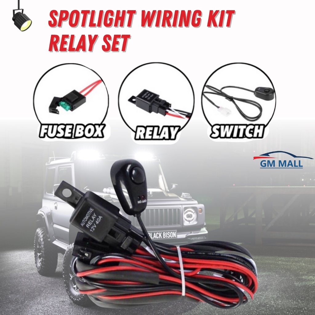 SPOTLIGHT RELAY Wiring Wire Harness Kit Strobe On Off Switch Fog Light ...