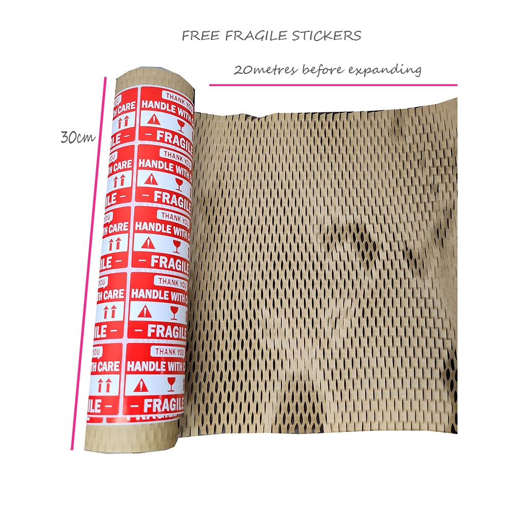 🎁SG STOCK🎁 ROLL 20m/40m Kraft Paper Honeycomb Wrapper Mesh Netted ...