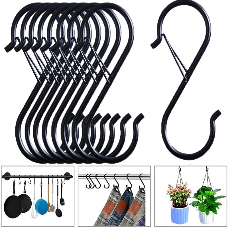 1/5/10Pcs Stainless Steel S-Shape Hook with Safety Buckle/Multi ...
