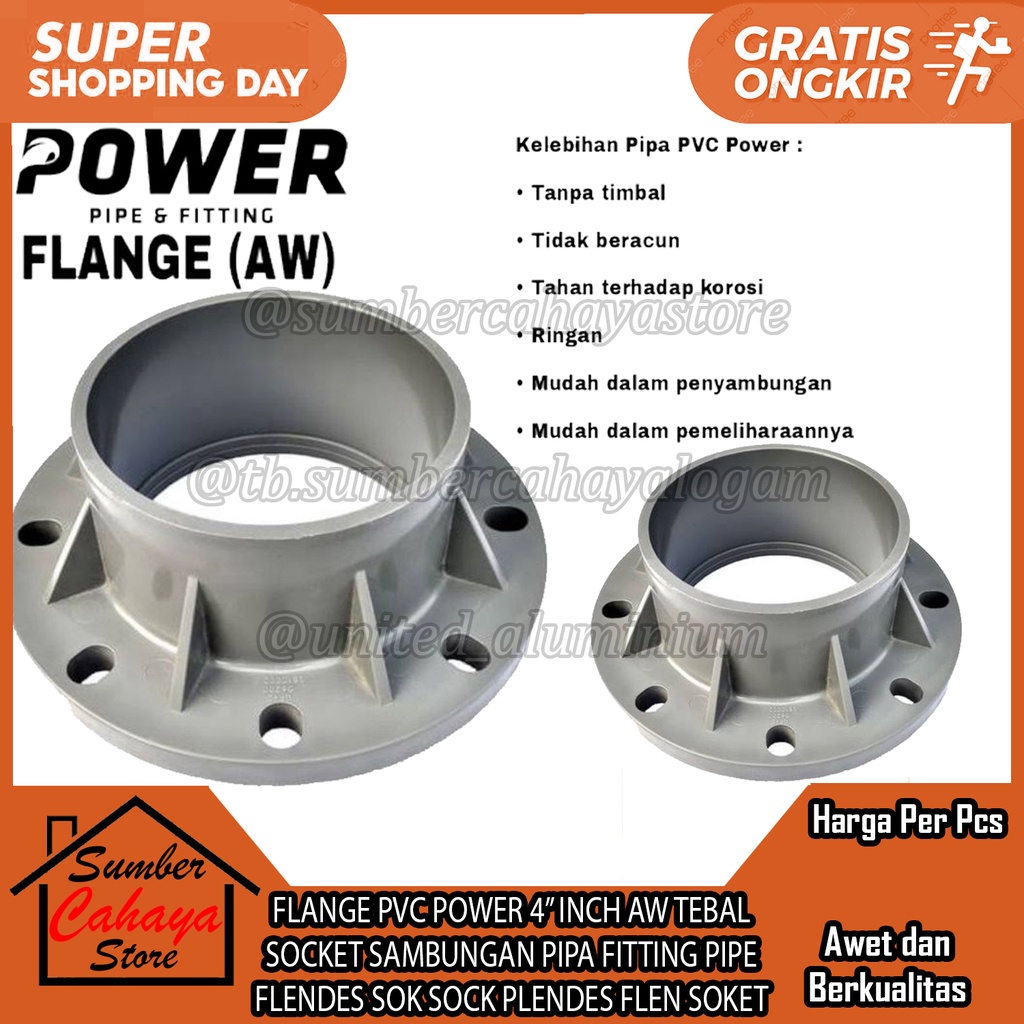 FLANGE AW THICK PVC POWER 4UNT INCH SOCKET PIPE CONNECTION FITTING PIPE ...
