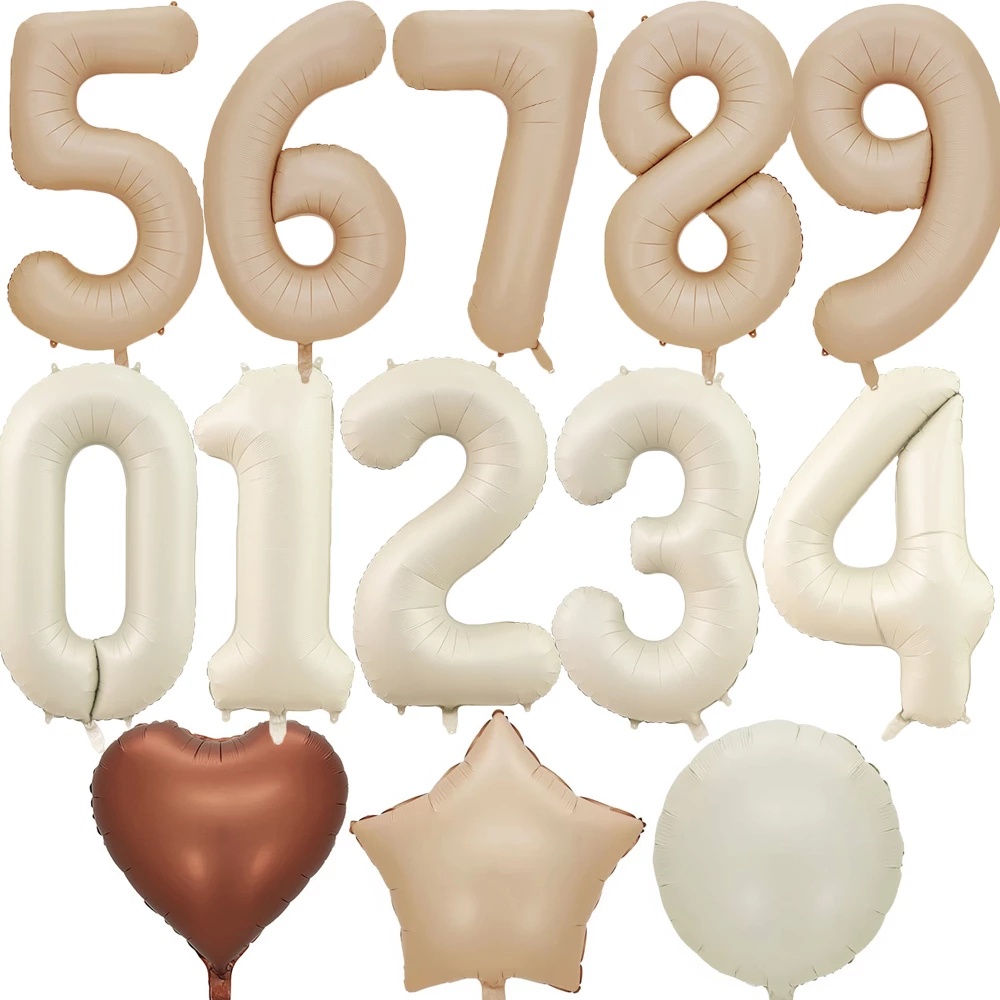 40inch Number Birthday Balloon Caramel Cream White Baloon Birthday ...