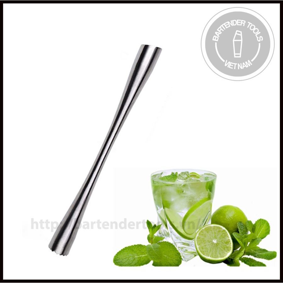 Full stainless steel Bar pestle with 2 beam heads 25.5cm - Bar muddler ...