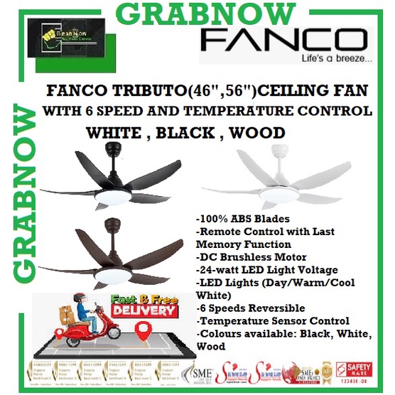 FANCO TRIBUTO CEILING FAN With Remote Control with Last Memory Function ...